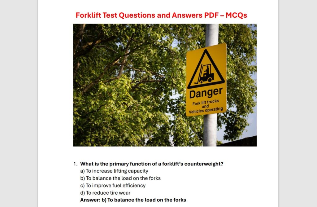 75 Forklift Test Questions and Answers PDF Free Download - Lorryhub.lk